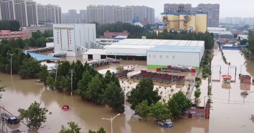 Flood in China's City of Zhengzhou Caused by Record Amounts of Rain
