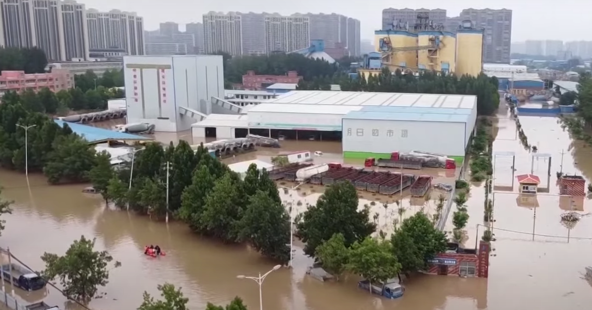 Flood in China's City of Zhengzhou Caused by Record Amounts of Rain