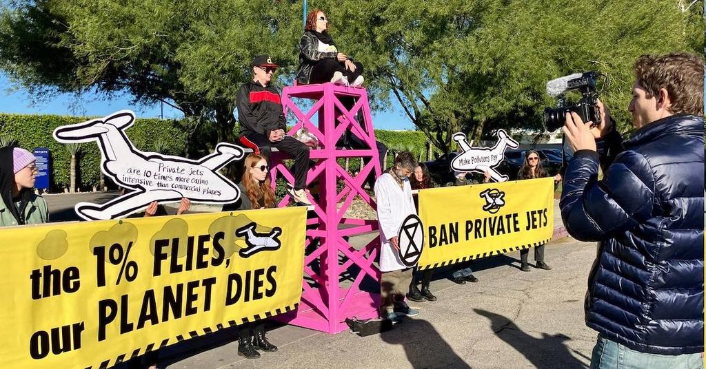 Ban Private Jets, Protesters Demand at Airport Protests